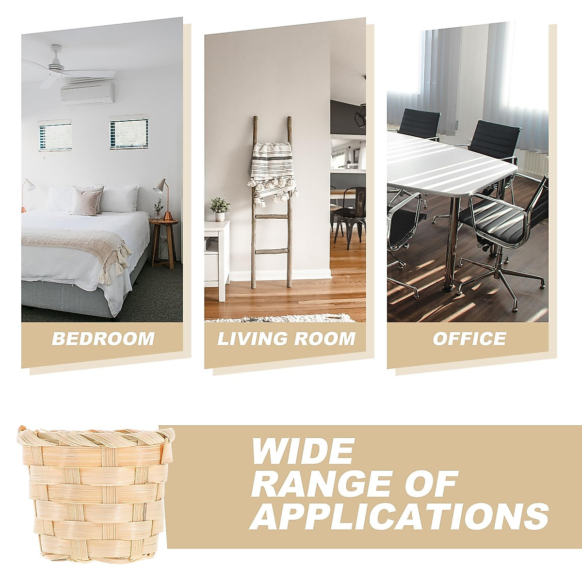 SAFIGLE Wicker Trash Can Bathroom Trash Can Bamboo Desk Paper Wastebasket Straw Basket Weaving Organizer Bamboo Storage Basket Rattan Trash Can