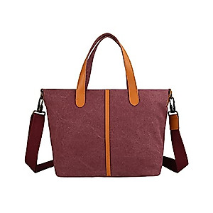 SUKUTU Ladies Canvas Tote Handbags Vintage Roomy Work Bag Casual Daily Purse Top Handle Bag