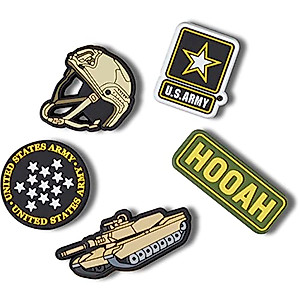 Crocs Unisex's Jibbitz Military Shoe Charms for Adults, US Army, 5 Pack