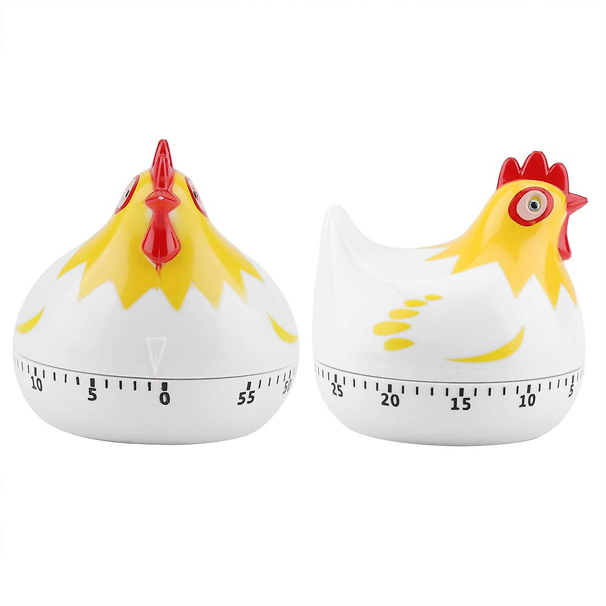 Kitchen Timer Chicken Pattern Countdown Reminder 72dB Loud Alarm Clock for Baking Cooking (White)