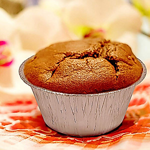 4 oz Disposable Baking Cups Tin Foil Pans Cups 120 mL Aluminum Foil Cupcake Bowl Pans 100Pcs for Baking, Roasting