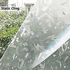 Window Privacy Film,No Glue Static Cling Film, Translucent, Anti UV, Decorative Living Room Kitchen Windows - Tulip Pattern -17.5inches x 78.7inches