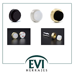 EVI Herrajes | Adhesive Door Stop for Wall/Handle | 24 x 14 mm | White Rubber | Stainless Steel | White Lacquered | Includes Screw + Fastening Plug | Mod. 04020524TPMNG