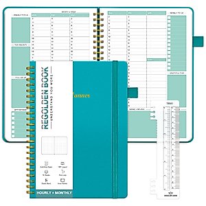 Weekly Schedule Planner Undated with Year Weekly Monthly, Hourly Appointment Book Academic Planner, 53 Weeks,12 Month Journal Notebook Productivity with TwinWire Binding Flexible Cover for School