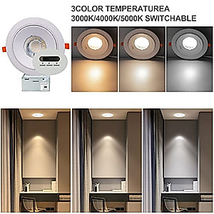 bulbeats 4 Pack 6 Inch LED Recessed Lights CRI90 3000K/4000K/5000K Selectable LED Can Lights, Dimmable White Can-Killer Downlight, 12W 1200LM (110W Eqv.) Canless LED Recessed Light with Acrylic Lens