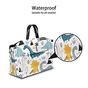 Cute Dinosaur Diaper Bag Tote with Stroller Straps, Funny Animal Large Capacity Baby Stroller Organizer Bag, Multi-Function Nappy Bag Travel Handbag