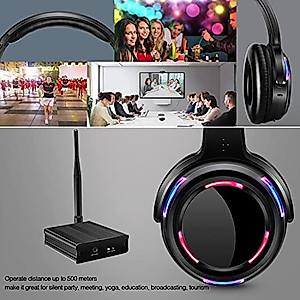 AYVVPII 10pcs Bundle Wireless Silent Disco LED Flashing Light Headphones with 1 Transmitter 500m Distance