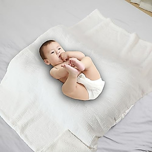 Kloovete Boucle Baby Blanket, Neutral Cozy Baby Blankets for Unisex Boys Girls, Boho Muslin Cotton and Boucle Nursery Blankets, Double Layer Bed Throws for Baby Crib, 30x40 inches(White)