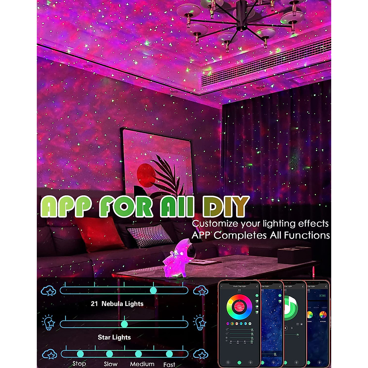 FLEWKEN Space Dog Star Projector - Space Buddy - Astronaut Galaxy Projector Starry Voyager Nebula Ceiling LED Lamp with Timer and Remote, for Gaming Room Decor, Christmas Gift for Kids Adults