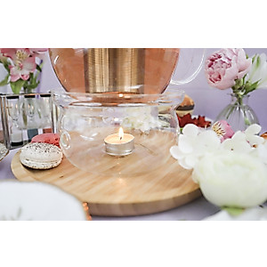 Teabloom Universal Tea Warmer (Large Size - 6 in / 15 cm Diameter) - Handcrafted with Heat Proof & Lead-Free Glass - Tealight Candle Included