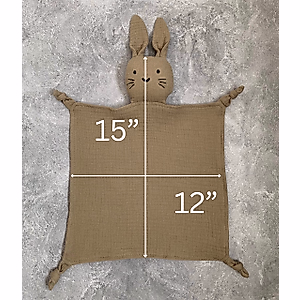 Leyl&Ari Organic Muslin Lovey Blanket | Cotton Bunny Security Blanket for Boys and Girls (Sand)