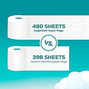 Angel Soft Toilet Paper, 24 Super Mega Rolls = 144 Regular Rolls, Soft and Strong Toilet Tissue