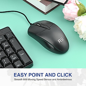 (2PACK) Wired Keyboard and Mouse,Rii RK203 Ultra Full Size Slim USB Basic Wired Keyboard Mouse Combo Set with Number Pad for Computer,Laptop,PC,Notebook,Windows