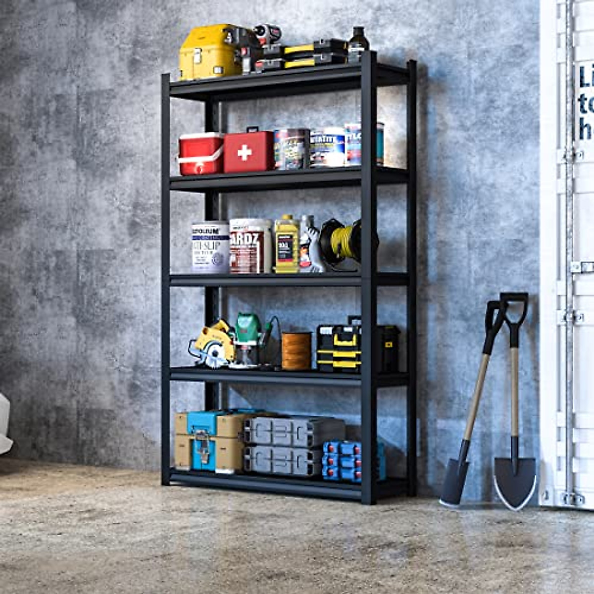 5-Tier Garage Shelving,Garage Storage Heavy Duty Shelving,Adjustable Metal Storage Shelf Units and Storage,Heavy Duty Metal Shelving,Metal Shelves Rack Warehouse Industrial Storage 63*31.5*15.7 Inch