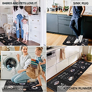 Famibay 2 Piece Kitchen Mats Anti Fatigue Cushioned Kitchen Floor Mat Non Slip Waterproof Coffee Design Wipe Clean Foam Kitchen Carpet Rugs for Kitchen Sink Laundry(17"×28"+17"×47")
