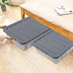 Nicesh 4 Packs 40 Quart Wheeled Under Bed Boxes, Clear Plastic Underbed Storage Bins
