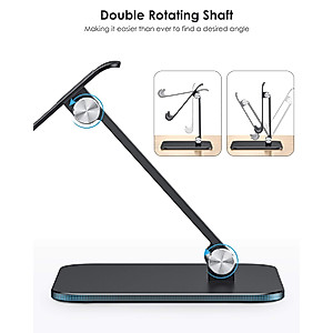 OMOTON Upgraded Adjustable Tablet Stand Holder, Heavy Duty Foldable Portable Monitor Stand, Travel Essentials for iPad Pro/Air/Mini, Surface Pro, 4.7''-15.6', Black