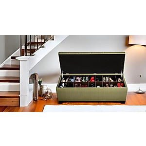 The Sole Secret Diamond Tufted Shoe Ottoman Storage Bench for Bedroom or Entryway, Adjustable Wooden Inserts, Stores up to 36 Pairs, Easy-Open Hinged Lid, Large, Candice Ivy