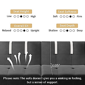 Shintenchi Futon Sofa Bed Modern Folding Sleeper Couch Bed for Living Room,Velvet Loveseat Sofa Couch Sofa cama for Apartments Office Small Spaces,w/Adjustable Armrests Backrest,Black