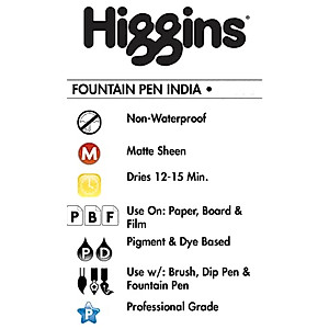 Higgins Black India Fountain Pen Ink, 2.5 Oz Bottle (46030)