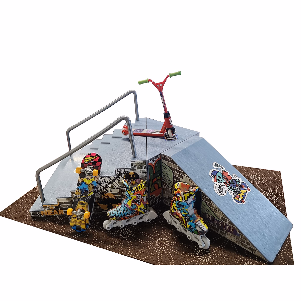 Fingerboard Ramps, Ramp Skate Park Kit, Bigger Finger Skateboard Ramps Contain Skateboards, Ramps, Scooters, Skates, Teen Girl Gifts Boys