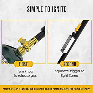 Houseables Weed Torches, Propane Burner Torch, Flame Weeder Cane, 20,000 BTU, 34 Inch, Black, Wand, Self Igniting, Weeds Killer Kit, Push Button Starter, Butane, For Outdoor Lawn Yard and Garden
