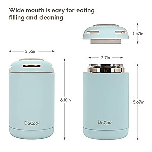 DaCool Insulated Food Jar Food Thermos for Hot Food 16 oz Vacuum Stainless Steel Hot Food School Lunch Container for Kids Adult Keep Food Hot Warm Container for Picnic Office Outdoors,BPA Free,Blue
