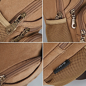 SIMU Sling Bag Pack Canvas Shoulder Sling Backpack Small Crossbody Chest Bag for ipad mini (coffee)