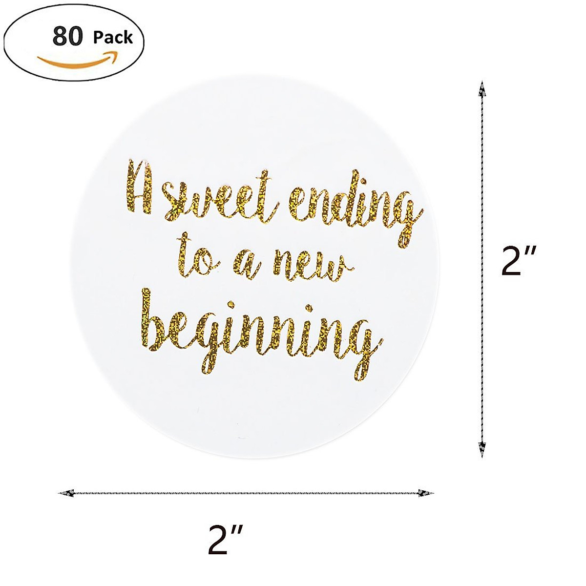 80-2” a Sweet Ending to a New Beginning Stickers, Wedding Favor Stickers Labels