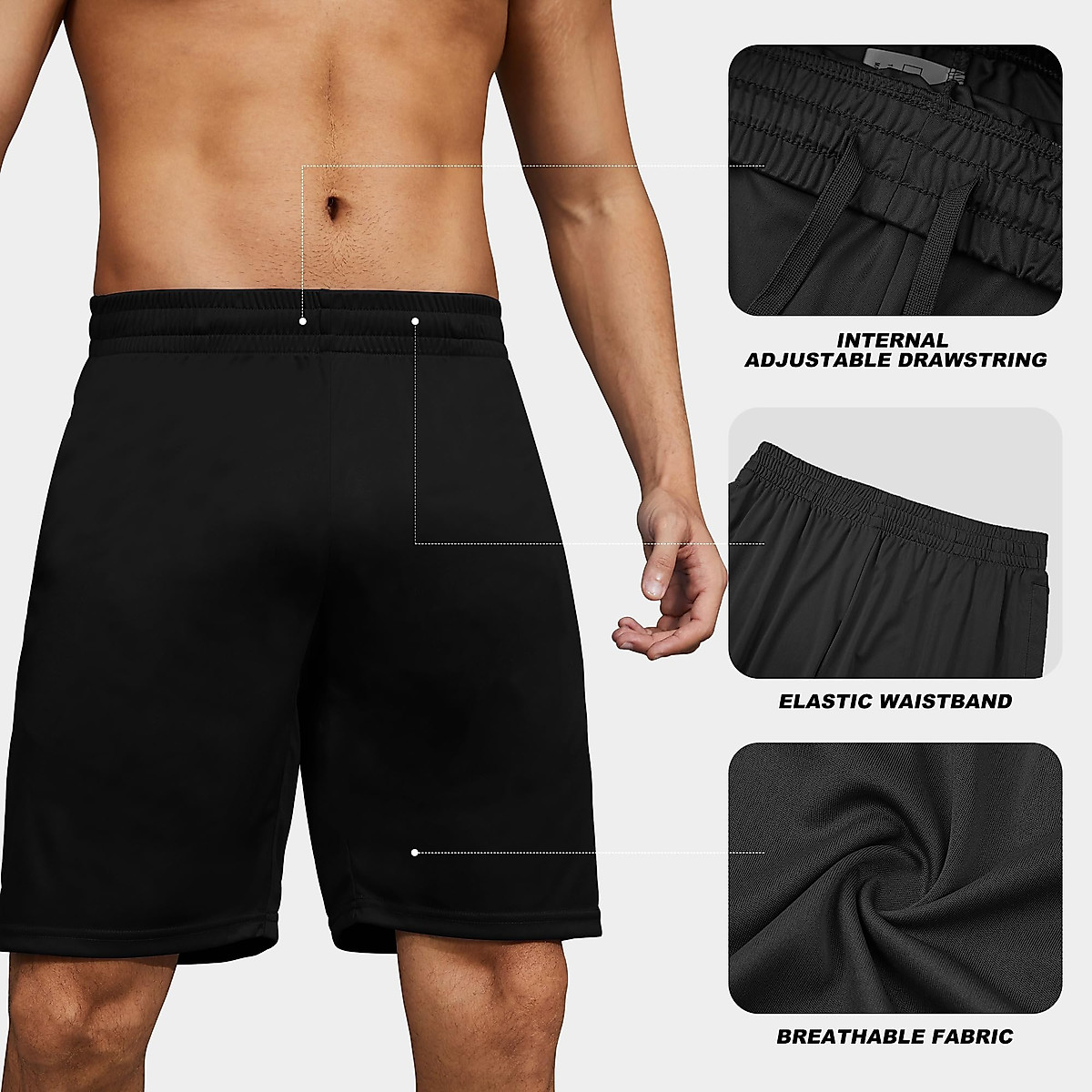 BVNSOZ Men's Athletic Shorts with Pockets and Elastic Waistband Quick Dry Workout Shorts for Men