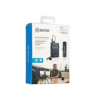 Boya 2.4G Wireless Microphone Kit for Type-C Devices 1+1, Black, (BY-WM4PRO-K5)