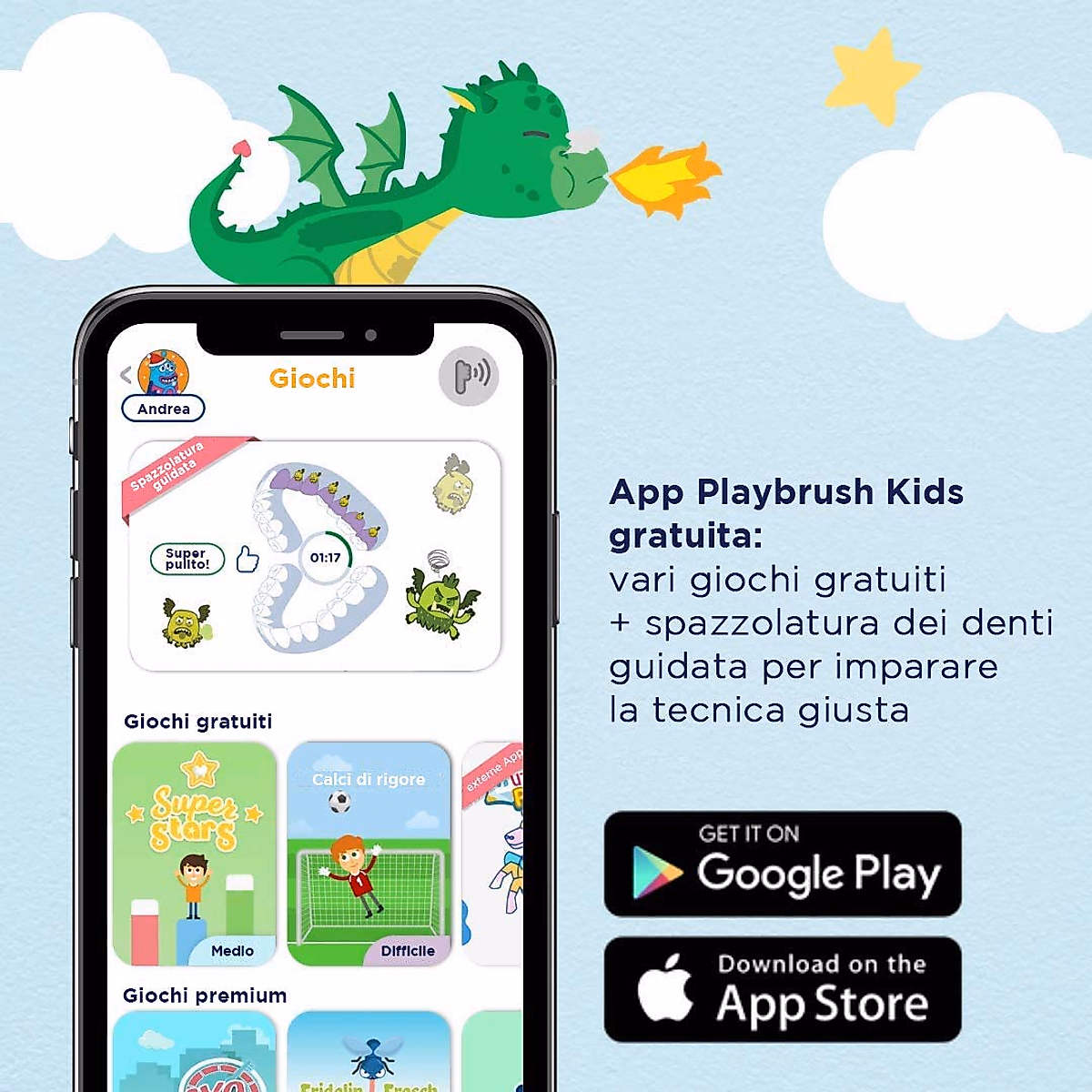 Playbrush Smart Sonic Kids Electric Toothbrush (Blue/Pink)