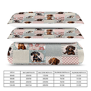 Dachshund Bedding Set Full Size Dachshund Comforter Cover Set for Teen Boys Super Soft Construction Sausage Dog Duvet Cover Set Bedroom Decor Twin Full Queen King Size Quilt Cover with 2 Pillowcase