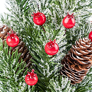 RAYNAG 100 Pieces Mini Artificial Pomegranate Fake Fruit Berry Stamen Christmas Party Decor DIY Craft,Red