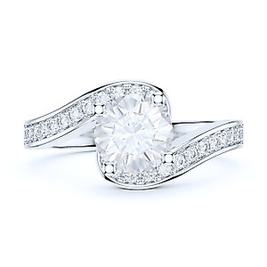 PRSTANI Sterling Silver Fancy Wave Infinity 1CT Simulated Round Brilliant Cut Diamond Promise Engagement Ring (8)