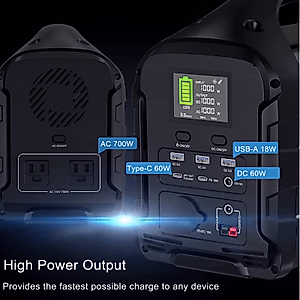 BULLBAT Portable Power Station Adventurer 700, 613Wh Lithium Battery Powered Outlet with 700W AC, Household & Outdoor Backup Battery Supply for Camping Fishing Trip