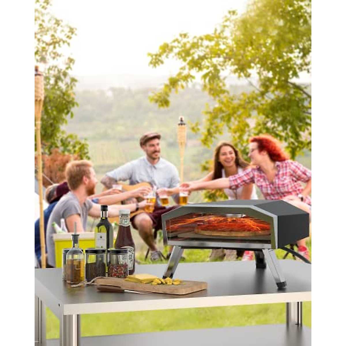 RIEDHOFF 12 Gas Pizza Oven, Outdoor Pizza Oven Propane with Foldable Legs, Portable Pizza Oven for Outside, Backyard, Camping, Party Cooking