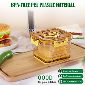Sliced Cheese Container with Airtight Lid for Mini Fridge BPA-Free Kitchen Plastic Storage Deli Cheese Slices Stackable Store Date Record Function Keeps Cheese Fresh Longer (Yellow)