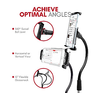 Macally Car Seat Rail Mount - Super Secure Tablet Mount for Car and Floor Mount Phone Holder - Adjustable Gooseneck iPad Mount for Truck and Any Vehicle - Works with All iPad, iPhone, Tablets