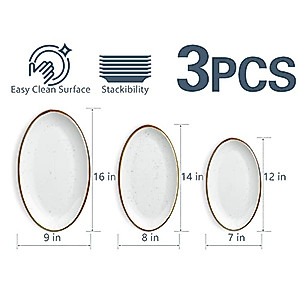 ONEMORE Large Serving Bowls and Platters Bundle - Microwave, Oven and Dishwasher Safe - Creamy White