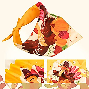 Thanksgiving Dog Bandana with Turkey Pattern,Adjustable Thanksgiving Dog Scarf,Holiday Bandanas,Fall Pet Bandana Reversible Triangle Bibs Scarf for Small Medium Large Dogs Cats (Turkey)