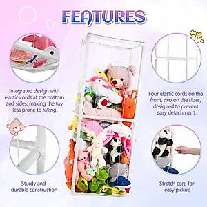 Essenhome Extra-Large Stuffed Animal Zoo Storage, Thicker Tube Holder – Elegant, Furniture-Grade PVC Design for Playroom/Nursery, Ideal Kids' Birthday Gift! (Extra Large Two-Storey)