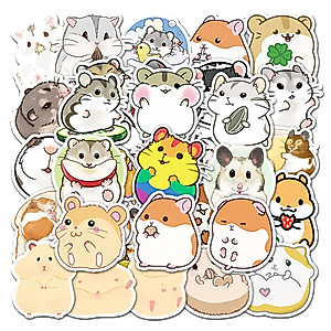 N&S Cartoon Hamster Sticker 50PCS are Suitable for Laptops, Motorcycles, Cars, Phones, Pianos, Guitars, Skateboards, Helmets, Cups, Notebooks, Fashionable Children, Teenagers and Adults Stickers.