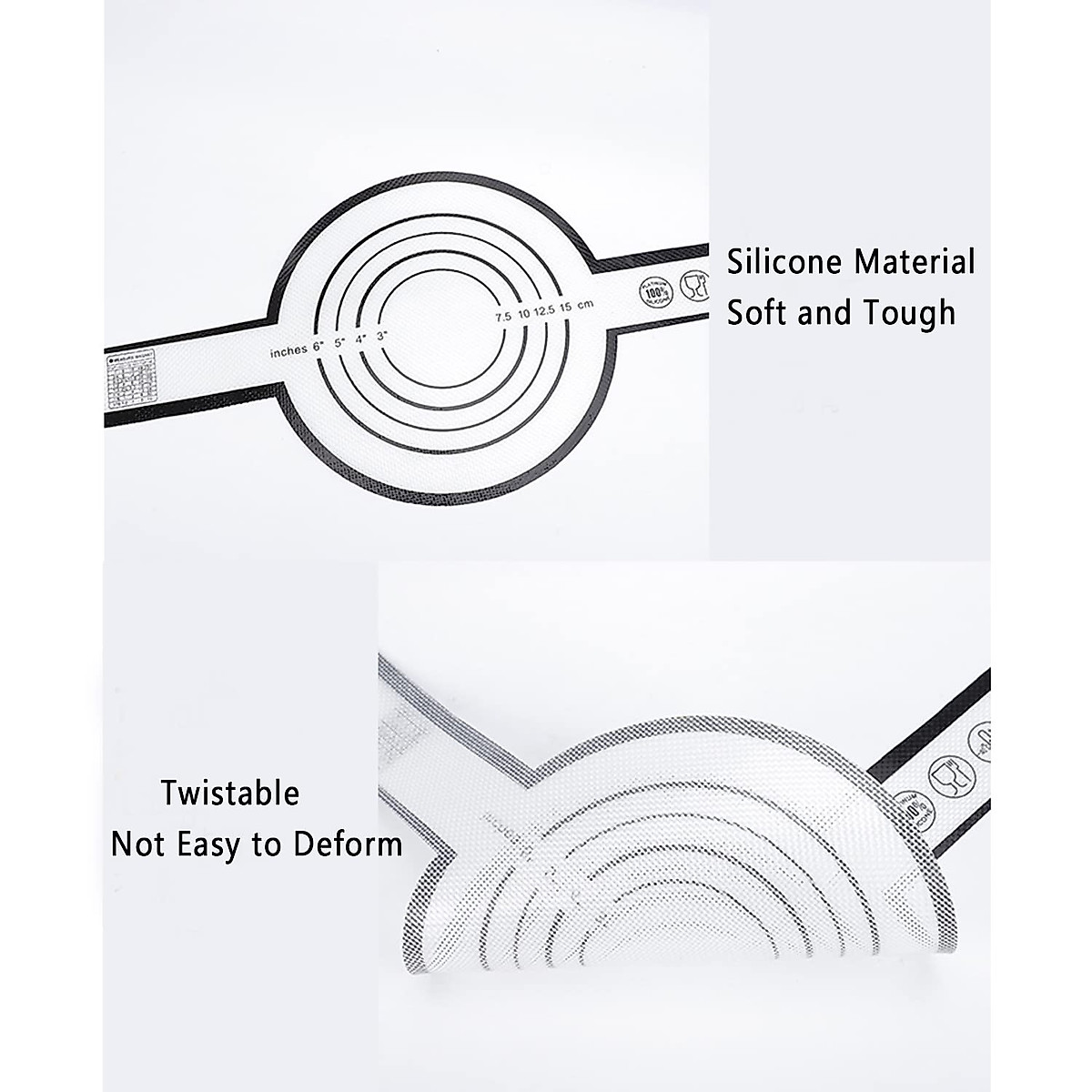 Silicone Baking Mat for Dutch Oven Bread Baking，Reusable Non-stick Bread Baking Mat Silicone Dutch Oven Liner with Long Handles (Black)