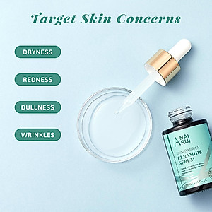 ANAI RUI Ceramide Face Serum, Calming Smooting Serum for face,Skin Barrier Repair Serum with Hyaluronic Acid, Reduces Wrinkles & Repairs Skin, Soothe Redness,Ceramide Moisturizer Serum 1 Fl.oz