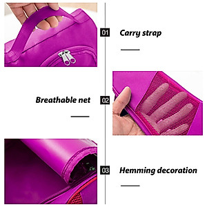 Waterproof Breathable Dustproof Travel Portable Shoes Zipper Handle Carrying Case Organizer Home Shoes Free Stand Packing Cubes Box Storage Bag (Red)