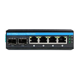 OLYCOM 6-Port Hardened Industrial Gigabit PoE+ DIN-Rail Fiber Network Switch 4 x Gigabit PoE+ Ports 2 x 1.25G SFP Fiber Ports 120W for Outdoor Use