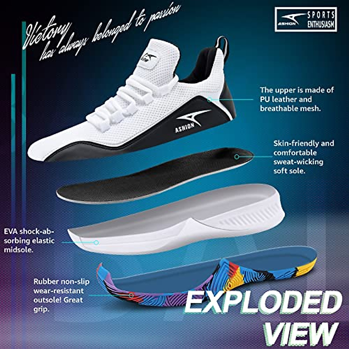 ASHION Boys Basketball Shoes Kids Non-Slip Sneakers Girls Outdoor Trainers (Little Kid/Big Kid), White 7 Big Kid