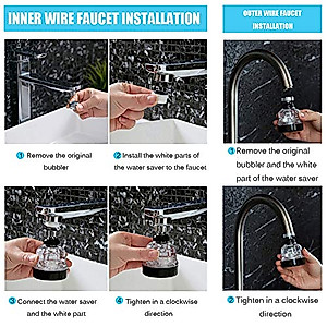 Kaxich 360°Swivel Faucet Tap Aerator, Adjustable 3 Mode Water-saving Faucet Splash-proof Filter Tap Booster for Bathroom Kitchen
