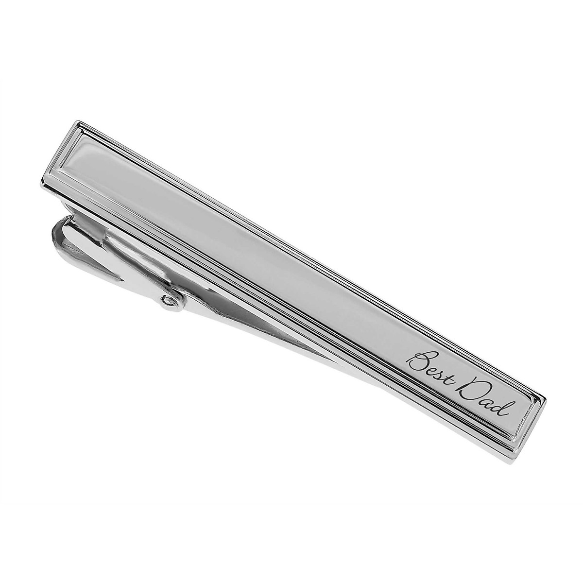 Personalized Silver Stainless Steel Beveled Tie Clip Bar Custom Engraved Free - Ships from USA